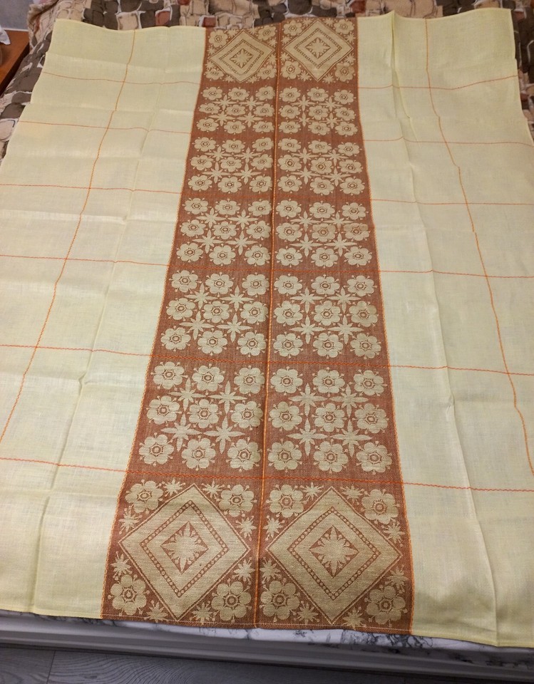 Vintage Soviet Tablecloth Linen Tablecloth from the USSR 150 cm x 175 ...