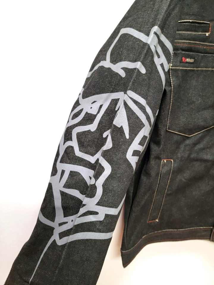 Vintage Y2K Raw Blue Jeans XL Raw Black Denim Jacket Hip Hop Graffiti ...