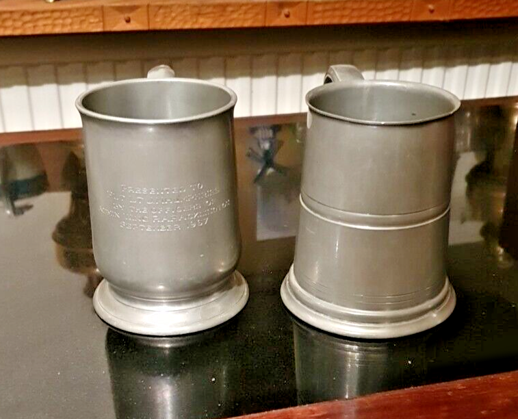 2 Vintage Pewter Pint Tankards One Engraved To RAF Officer | eBay UK
