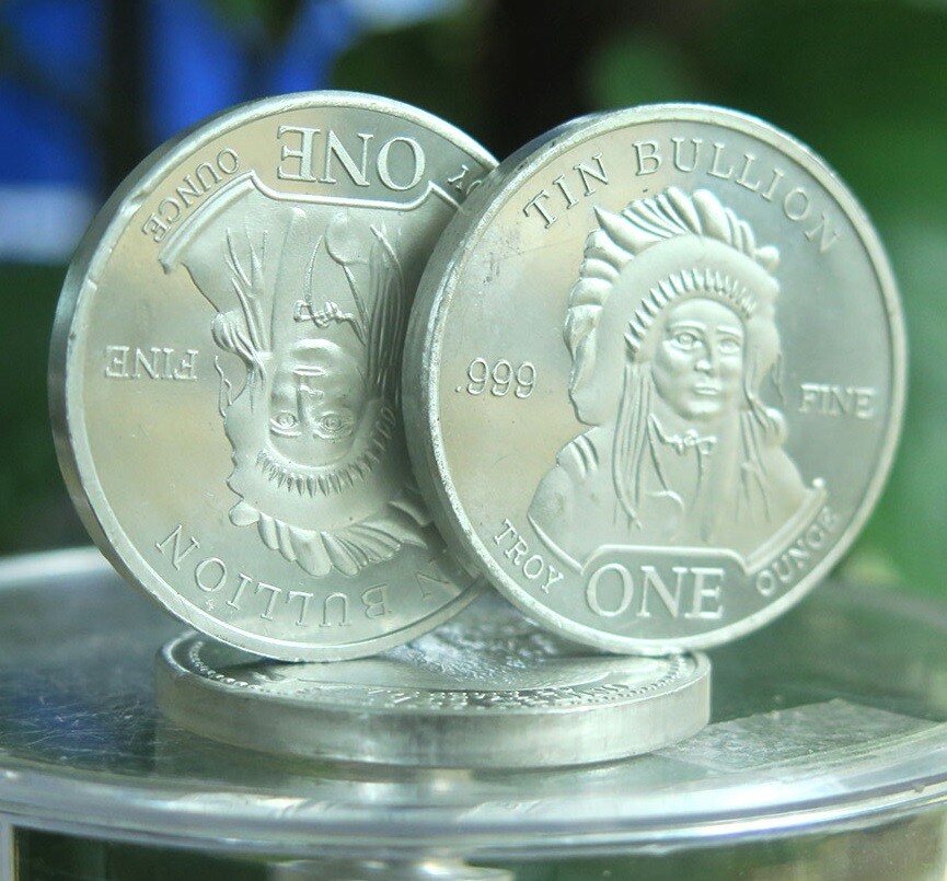 (5) 1 oz Ounce USA Buffalo Indian Head .999 Fine Tin Bullion Round Sn ...