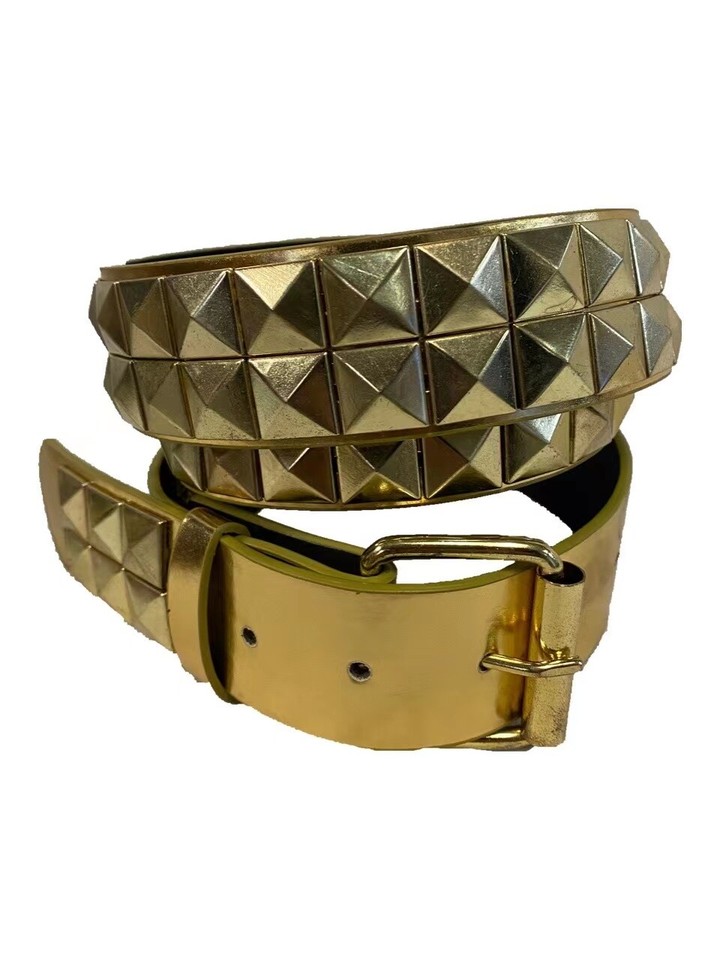 UNISEX Men/Women 2/3-Row Metal Pyramid Studded Belt Checker Punk Rock ...