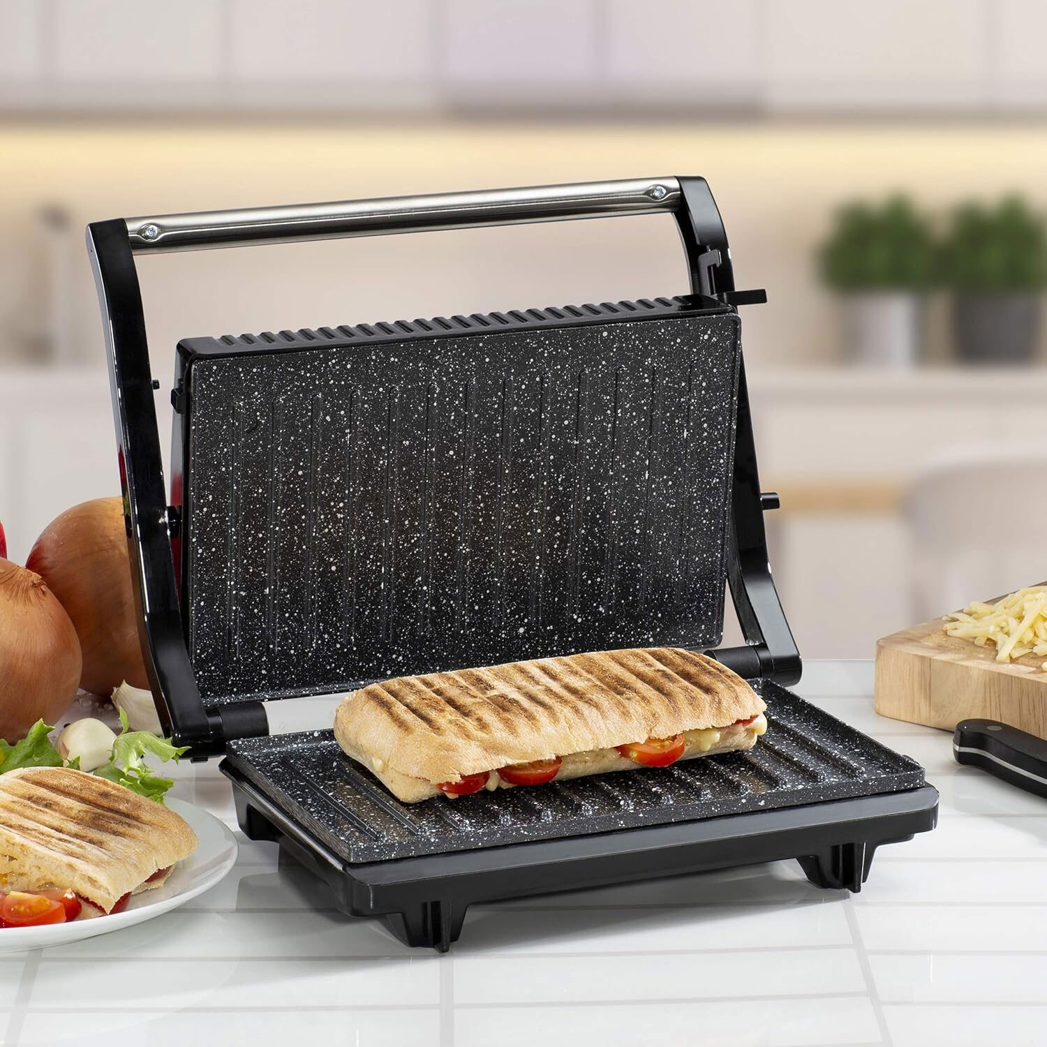 Daewoo Cool Touch Mini Panini Press Sandwich Toasters Stainless Steel ...