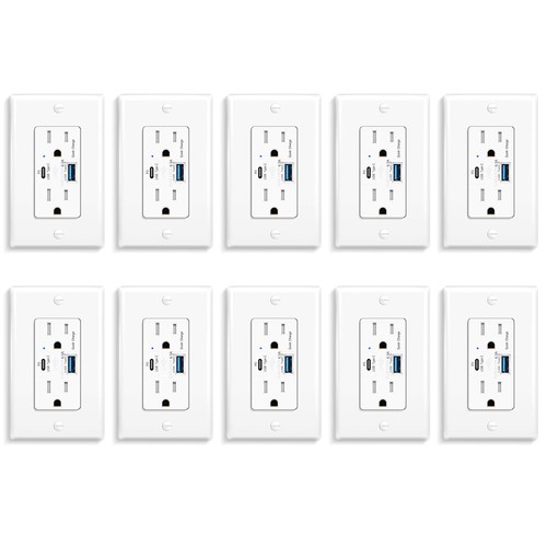 USB C Outlet 15A,Type C/A 6.5A Fast Charging TR Safety Receptacle for ...