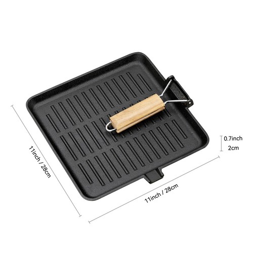 Non-Stick Grill Griddle Skillet Pan BBQ Steak Cooking Induction Hobs ...