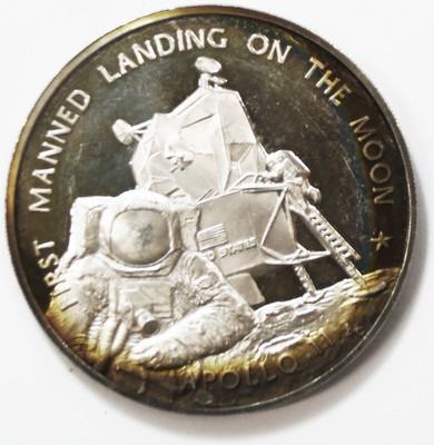 Sterling Franklin Mint Proof America's First Manned Landing Moon Apollo ...