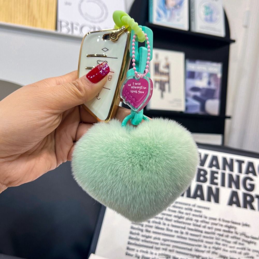 Creative Fur Heart Charm Keychain Soft Valentines Day Gifts Girl ...