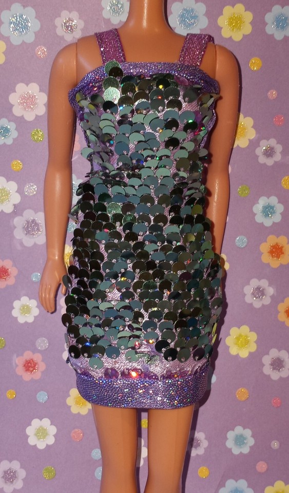 Gorgeous Barbie Sequin Color Shifting Coctail Dress Purple To Green | eBay