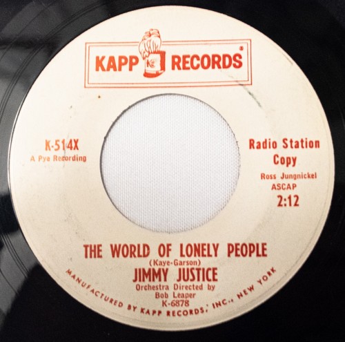 Jimmy Justice Teen Pop 45 The World Of Lonely People bw I Wake Up ...
