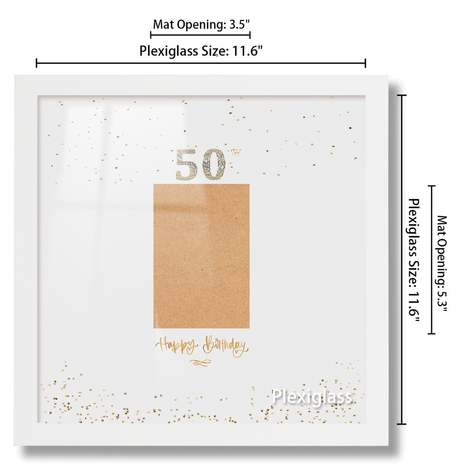 13x13 Birthday Signature Frame with Plexiglass Cover - Holds 4x6 Photos ...