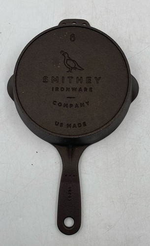 Smithey Ironware No. 6 Embossed Handle Pre-Seasoned Cast Iron Skillet ...