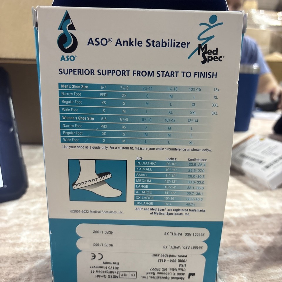 Med Spec ASO Ankle Stabilizer (XS, Black) – Ankle Brace for Sprained ...