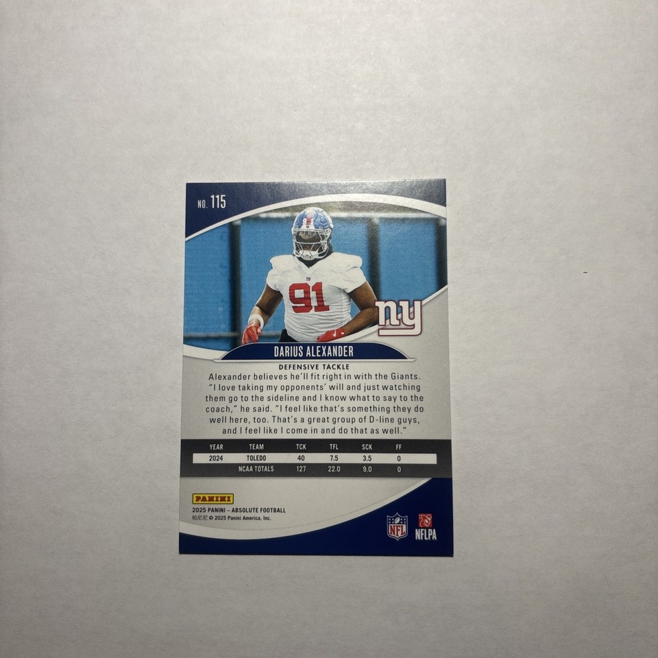 2025 Absolute Darius Alexander #115 RC Blue Diamond Parallel /425 NY ...