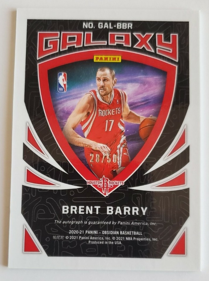 2020-21 Obsidian Galaxy Brent Barry Houston Rockets Autograph GAL-BBR ...