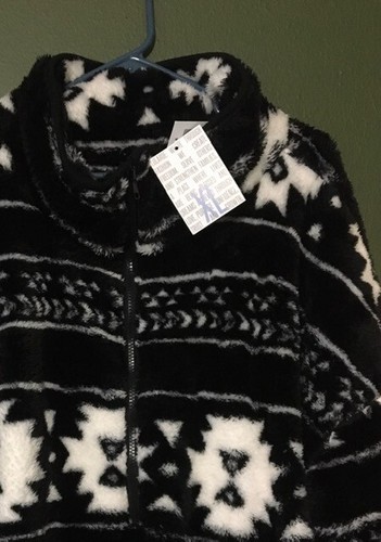 NWT LULAROE NANCY ~ XL Extra Large ~ ZIP JACKET COZY BLACK & WHITE ...
