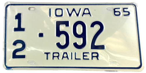 Vintage Iowa Trailer 1965 License Plate Butler Co Man Cave Wall Decor ...