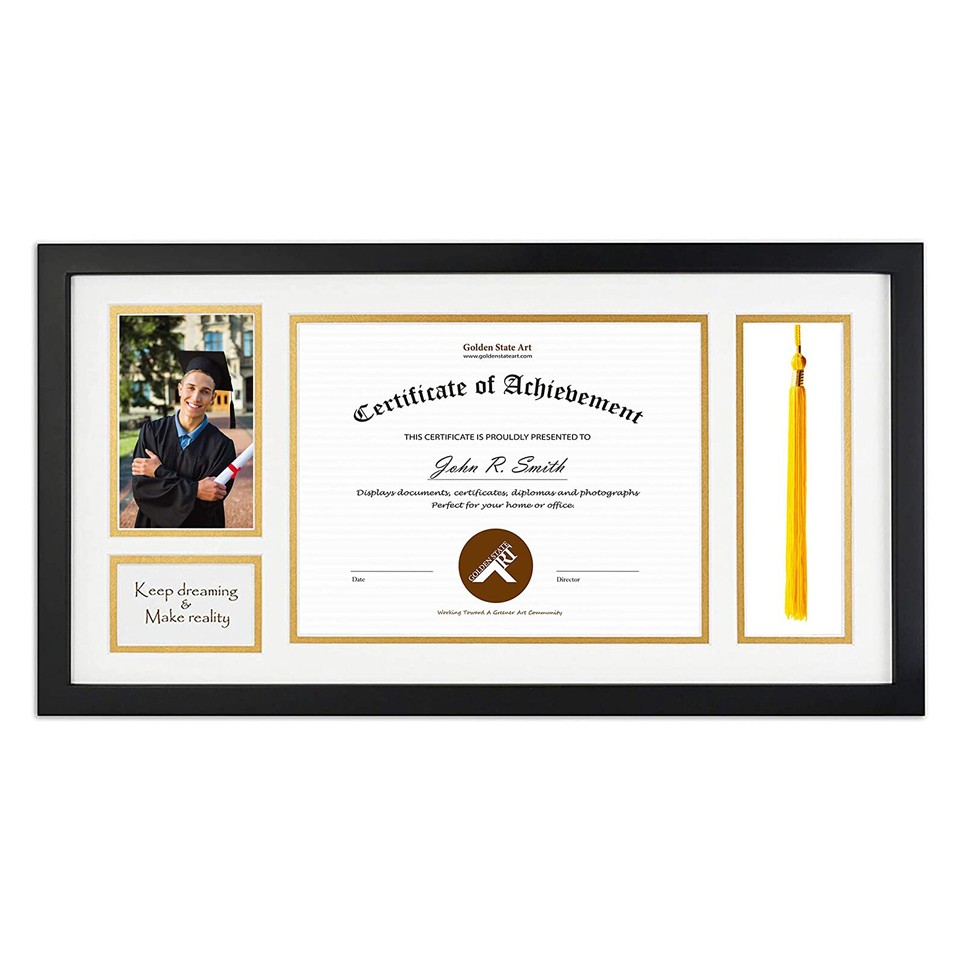 11x22 Solid Wood Diploma Tassel Shadow Box Frame for Document ...