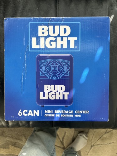 BUD LIGHT Mini Fridge 6 Can Mini Beverage Center Cooler Portable Blue ...