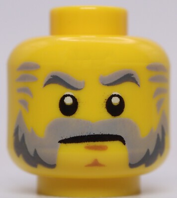 Lego Yellow Head Beard Gray Eyebrows Sideburns Stern Pattern | eBay