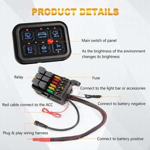 Auxbeam BC60 6 GANG LED SWITCH PANEL OFF ROAD LIGHT CONTROLLER for Ford ...