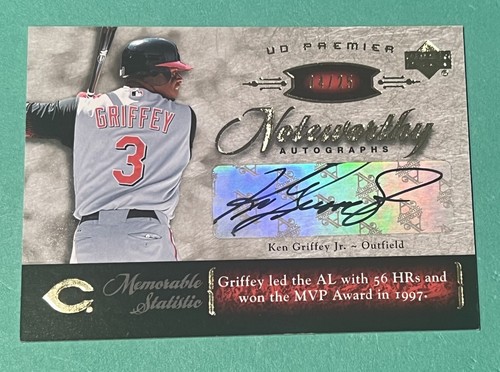 KEN GRIFFEY JR. 2007 UPPER DECK NOTEWORTHY AUTOGRAPHS /25 HOF AUTO REDS ...