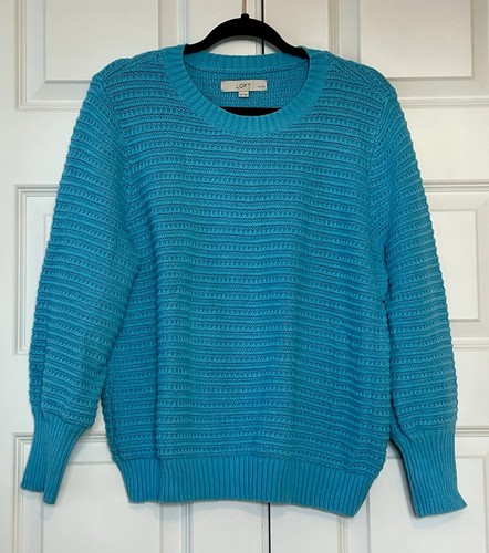 Loft Long Sleeve Turquoise Blue Sweater Size Extra Large Petite PXL | eBay