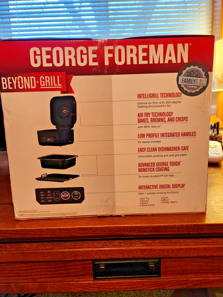 George Foreman Beyond Grill 7-in-1 Electric Indoor Grill and 6 Quart ...