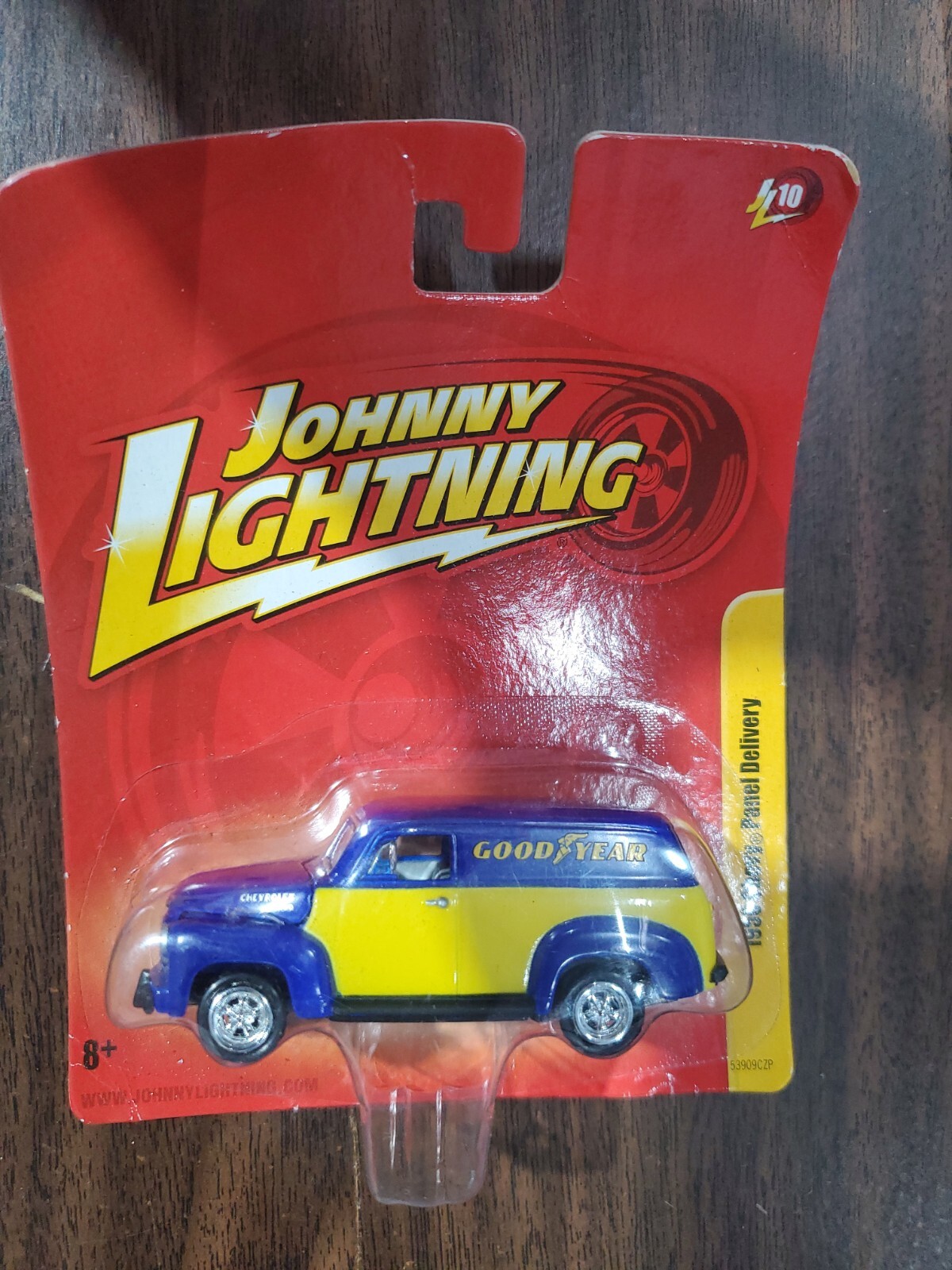 2010 JOHNNY LIGHTNING 1950 CHEVY PANEL DELIVERY BLUE/YELLOW GOODYEAR ...
