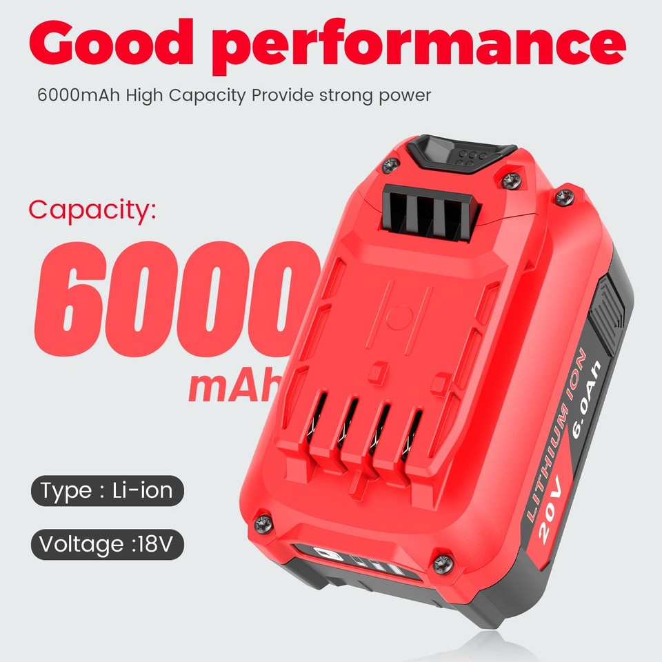 2 Pack CMCB205 20V 6000mAh 120Wh+ Replacement Battery CMCB 104 20V ...