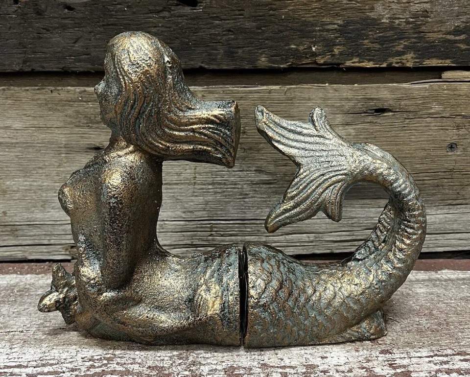 Verdigris Mermaid Cast Iron 7” Tall Nautical Bookends | eBay