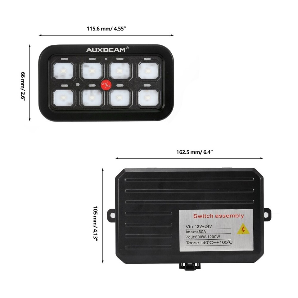 AUXBEAM RGB 8 Gang Switch Panel Auxiliary Control System bluetooth APP ...