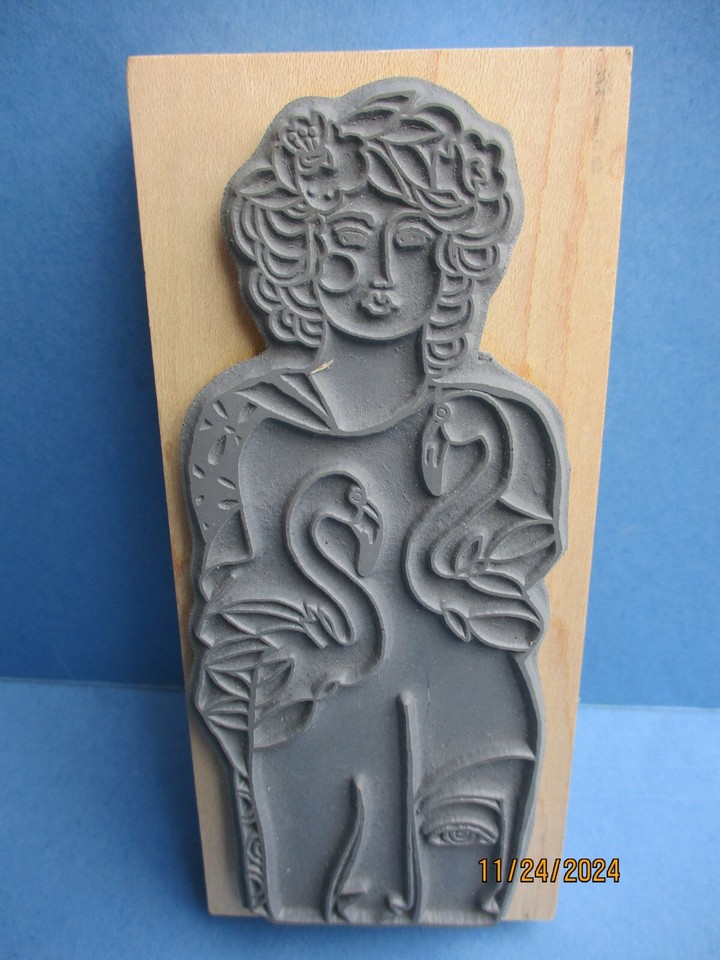 PAULA BEST FLAMINGO WOMAN RUBBER STAMP WD MTD RARE NEW | eBay