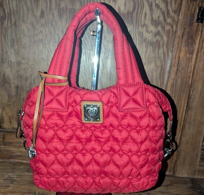BRIGHTON Heart To Heart Red Quilted Nylon KAYDEN Tote Packable Pouch ...