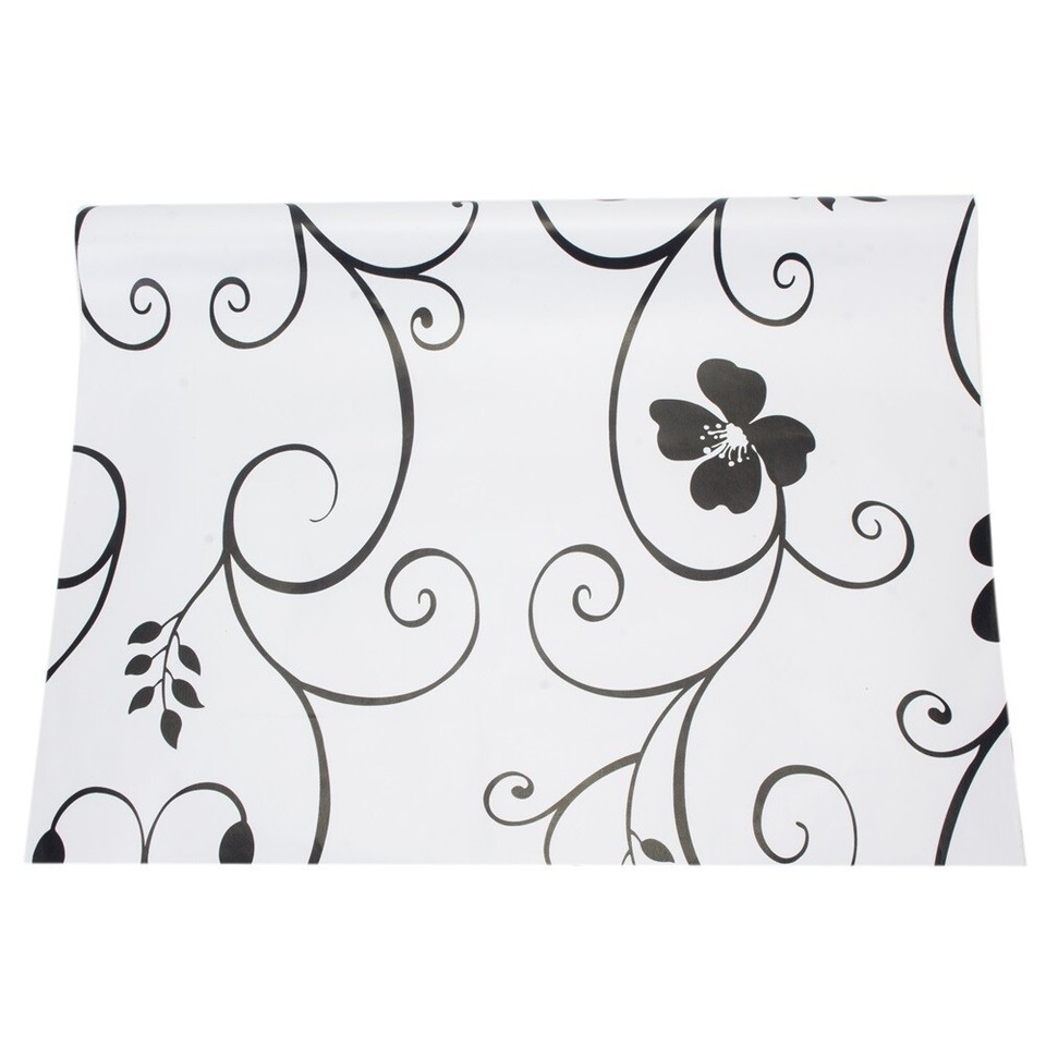 3D Window Glass Film Sticker Stained Anti UV Self-adhesive Black Flower ...