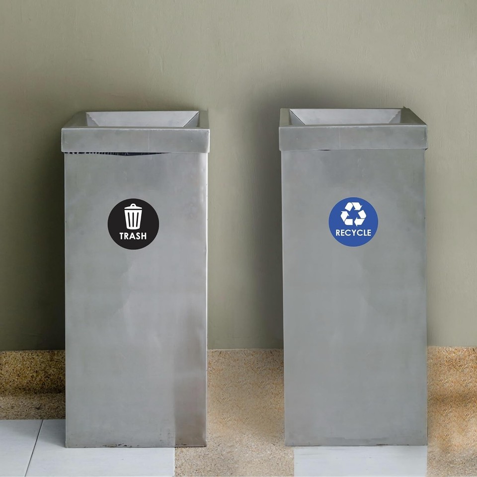 [Extra Large] Recycle Sticker Trash Can Labels - [6" x 6" - 4 Pack Set ...