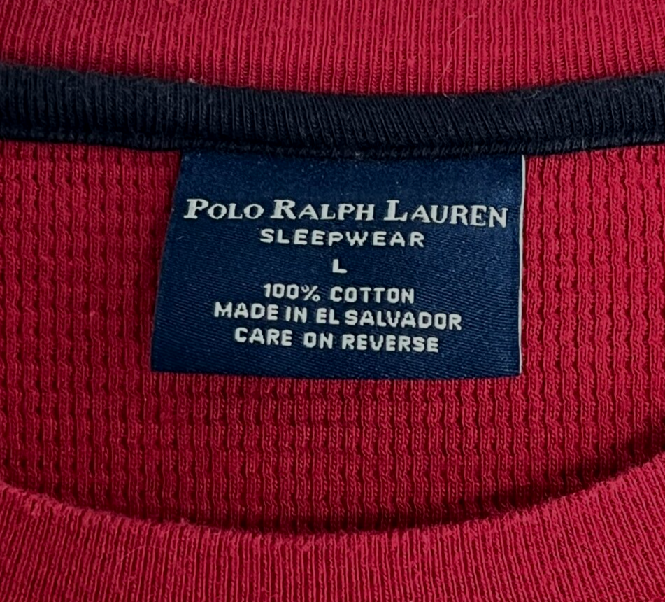 POLO RALPH LAUREN Shirt Men's Sleepwear Blue Pony Thermal Waffle Knit ...