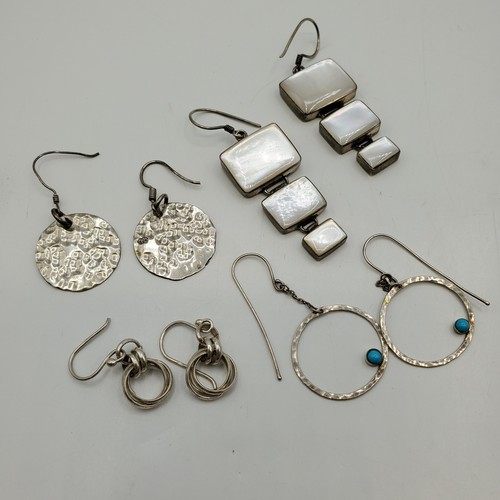 925 Silver Mother of Pearl,Turquoise Dangle/Drop Earring Lot Marked Per ...