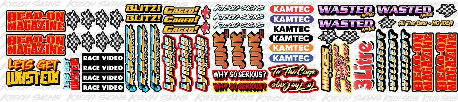 KTECH Banger Sticker Filler decal set Kamtec 1300 Saloon RC model ...