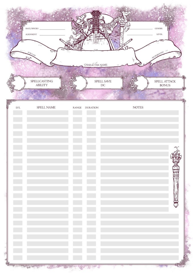 3 DnD 5e Custom Bard Class Character Sheet Sets Dungeons & Dragons ...