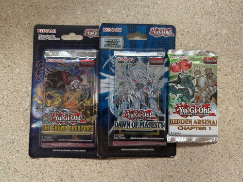 Lot of 3 Yu-Gi-Oh 1st Edition Packs Hidden Arsenal Grand Creators Dawn ...