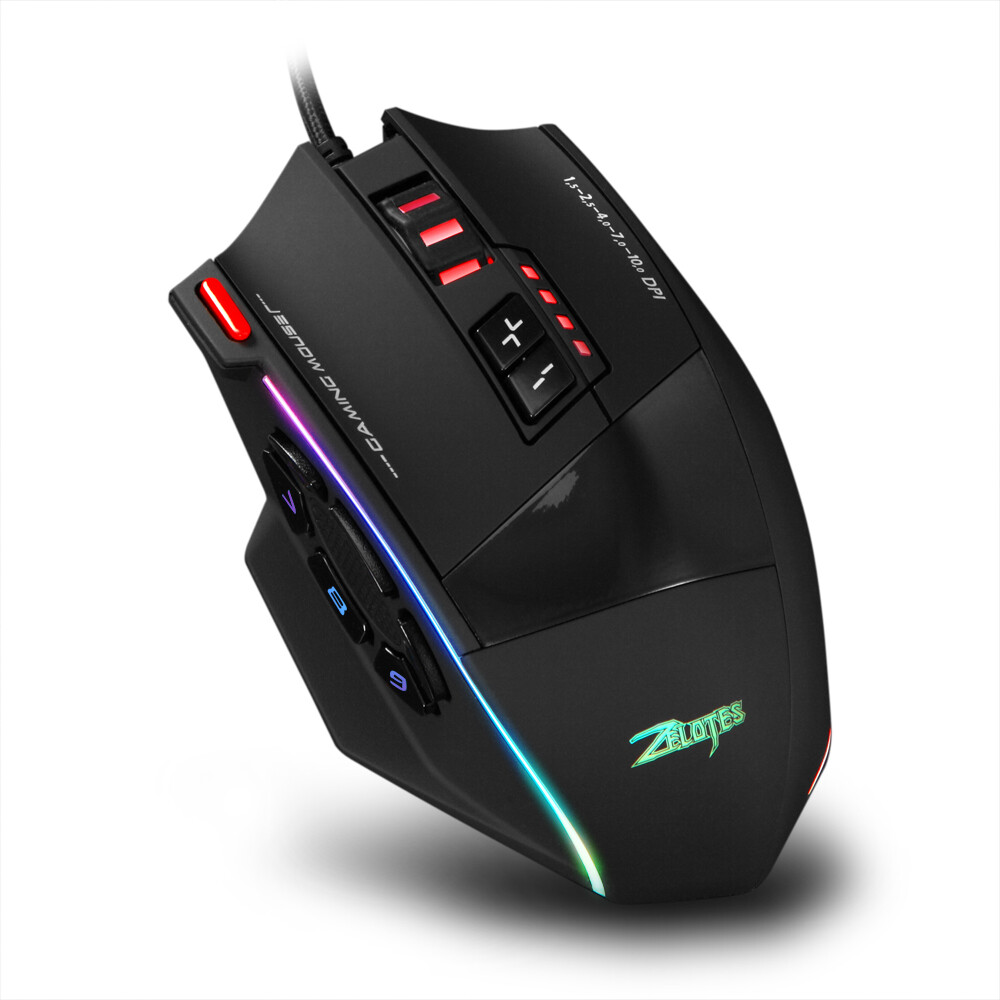 Zelotes C-13 10000DPI Adjustable Optical RGB USB Wired Gaming Mice O3M3 ...