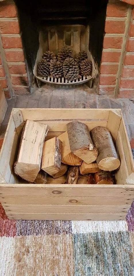 LOG BASKET WITH LID / FIRE WOOD STORAGE / FIREPLACE KINDLING BOX | eBay UK