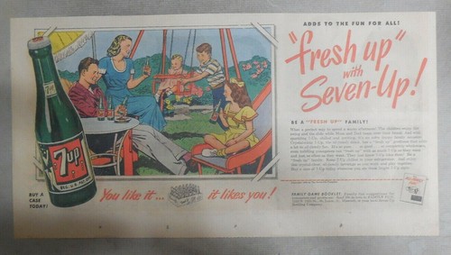 7-Up Ad: Fresh Up With Seven-Up! Family Playground! from 1950's 7.5 x ...