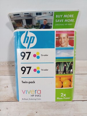 HP Tri-Color 97 Twin Pack Vivera HP Ink Cartridges New Sealed Exp: Feb ...