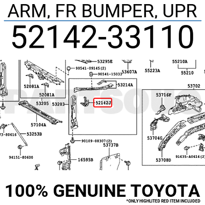 5214233110 Genuine Toyota ARM, FR BUMPER, UPR 52142-33110 | eBay