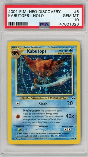 2001 Pokemon Neo Discovery 6 Kabutops Holo Rare Pokemon TCG Card PSA 10 ...