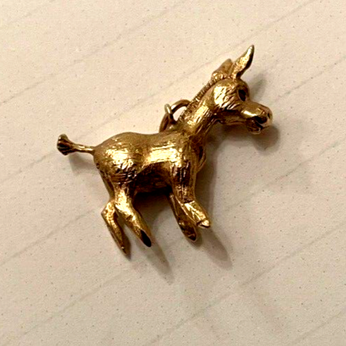 RARE 14K"WALT DISNEY"SOLID YELLOW GOLD 3D DONKEY CHARM PENDANT 3.8gr ...