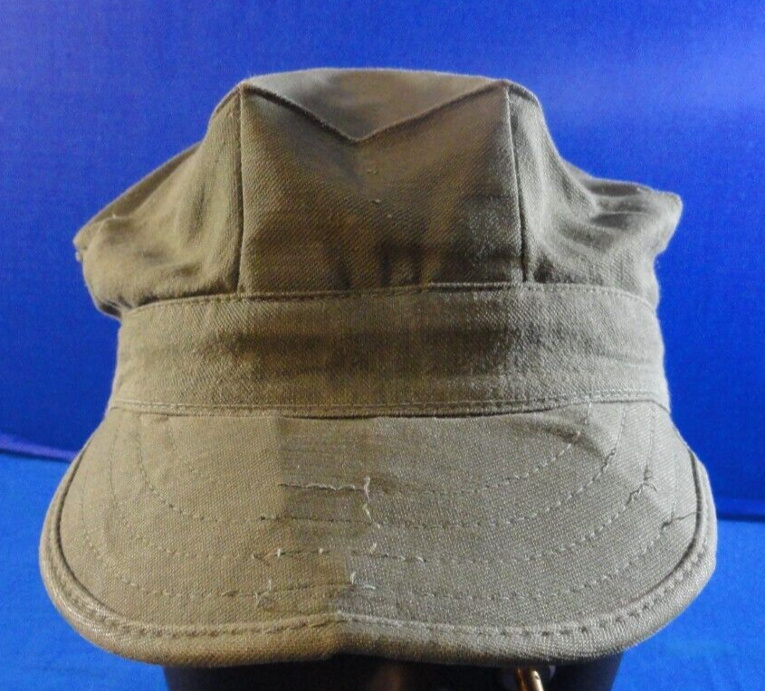 1987 VINTAGE USMC MARINE 8 POINT OG-107 CTN SATEEN GREEN UTILITY CAP ...