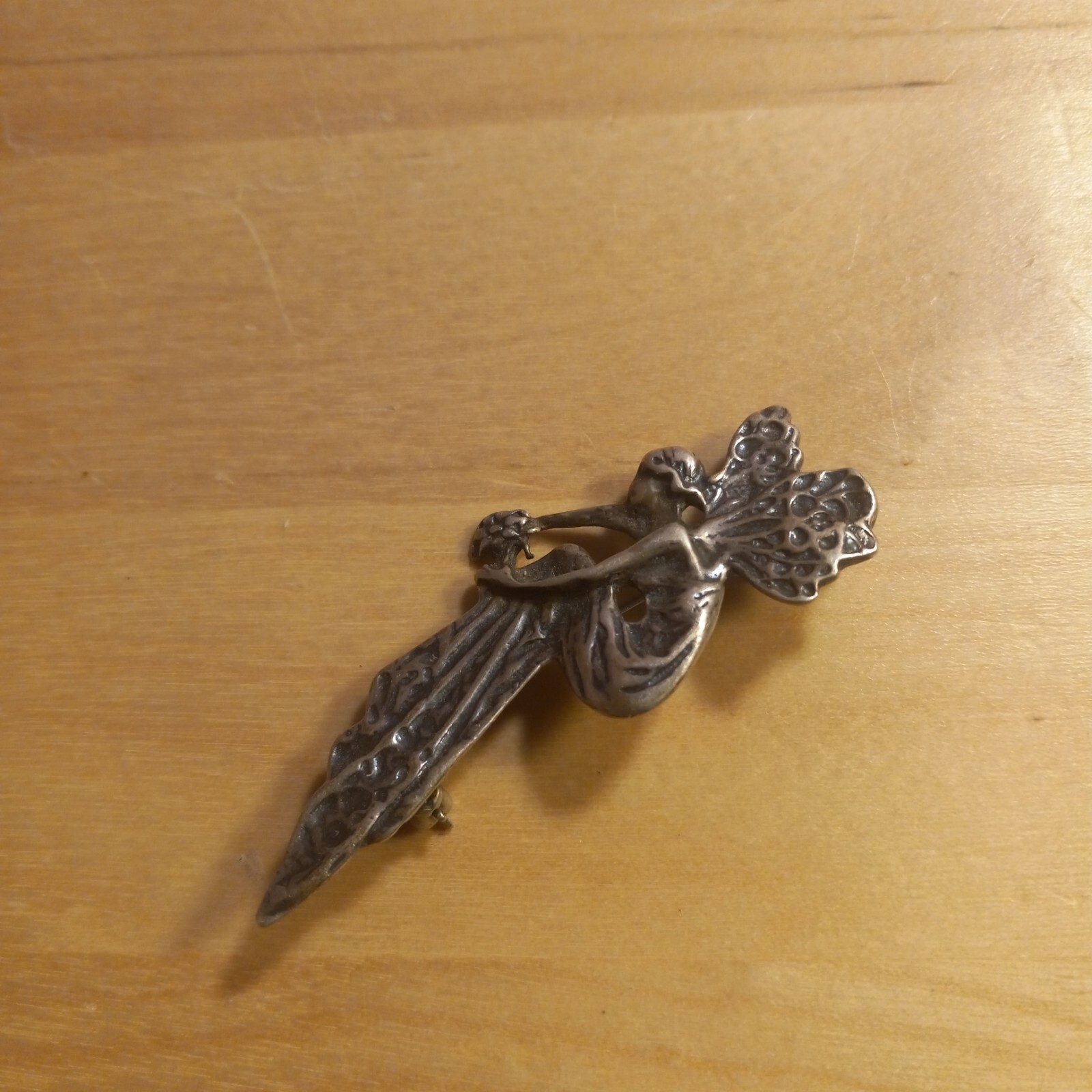 Antique Fine Art Deco Sterling Silver Fairy Pin Stamp… - Gem