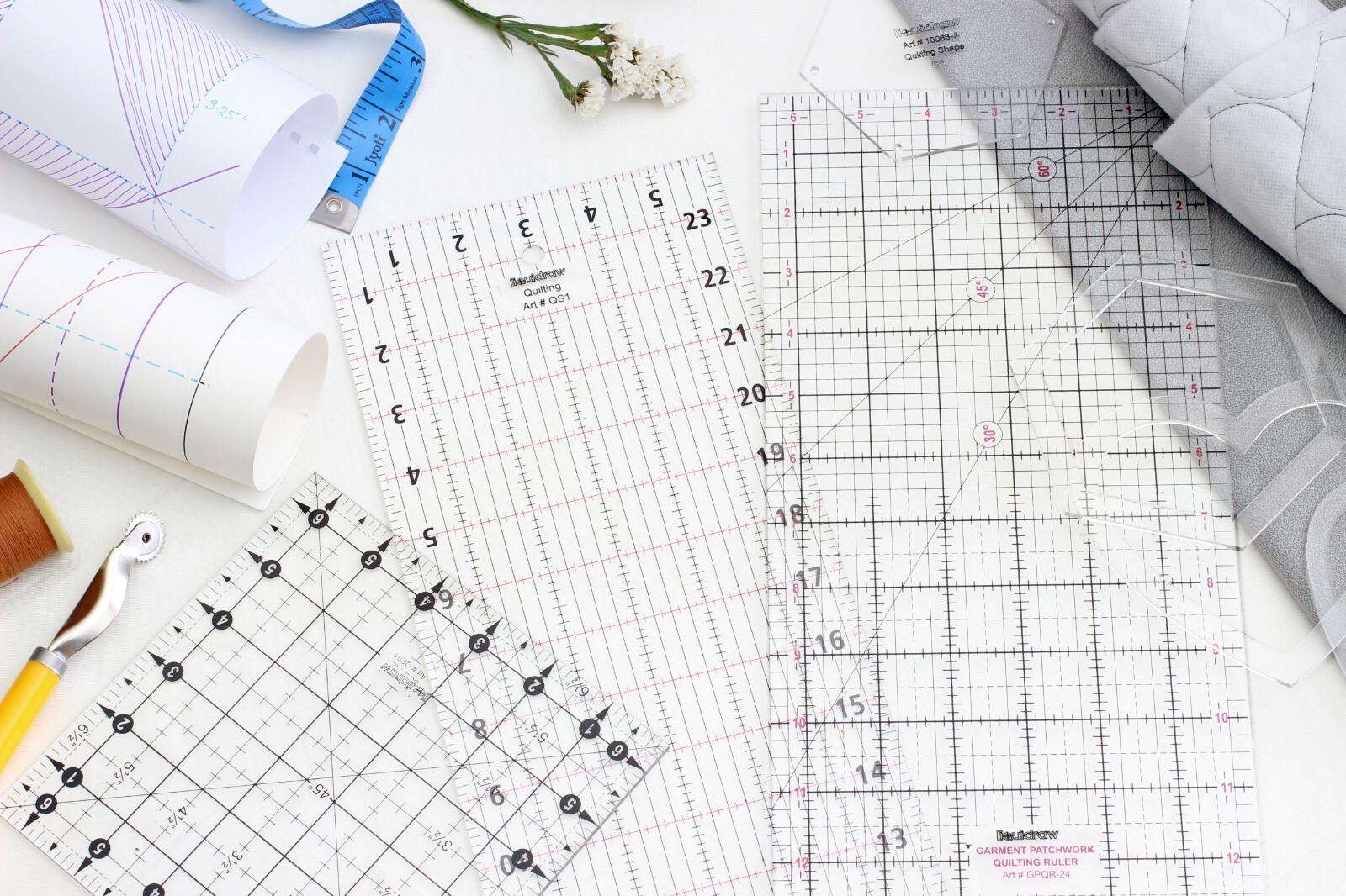Liquidraw Patchwork Quilting Ruler 6.5 x 24 Inches Acrylic Imperial ...