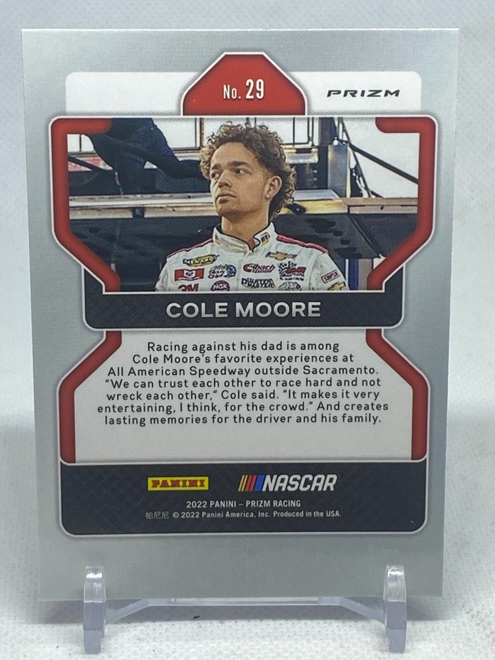 2022 Panini Prizm Racing SP Red White Blue Parallel #29 Cole Moore | eBay